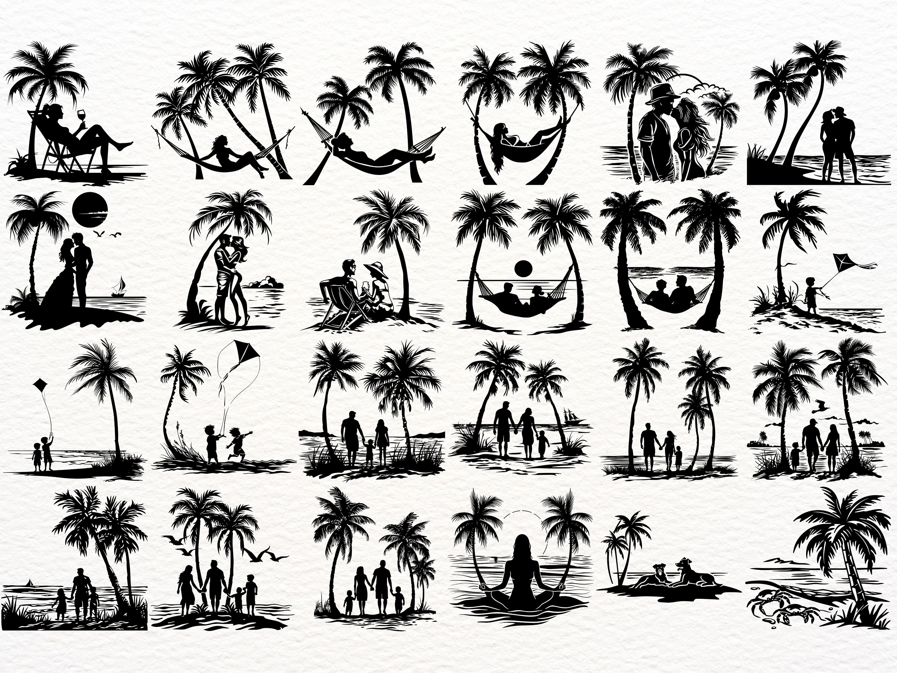 Beach Scene Svg Bundle / Sunset Beach Svg / Sunset Landscape / Nature ...