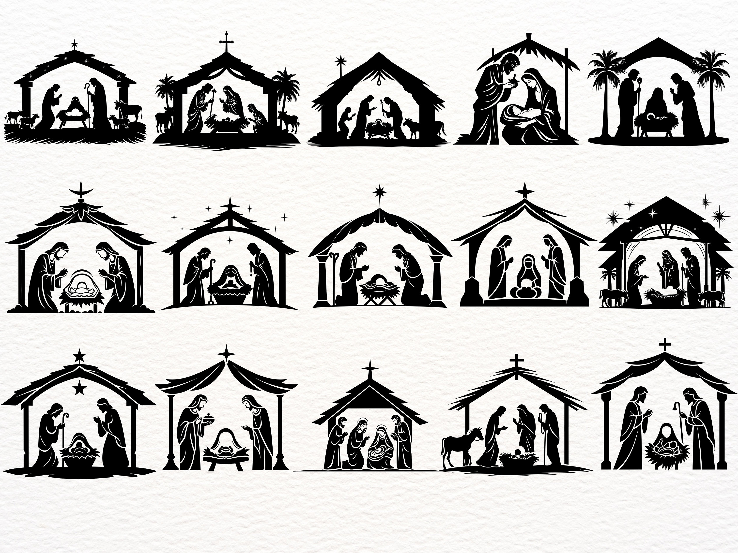 Nativity Scene Svg Bundle / Nativity SVG Files / Manger Scene - Etsy
