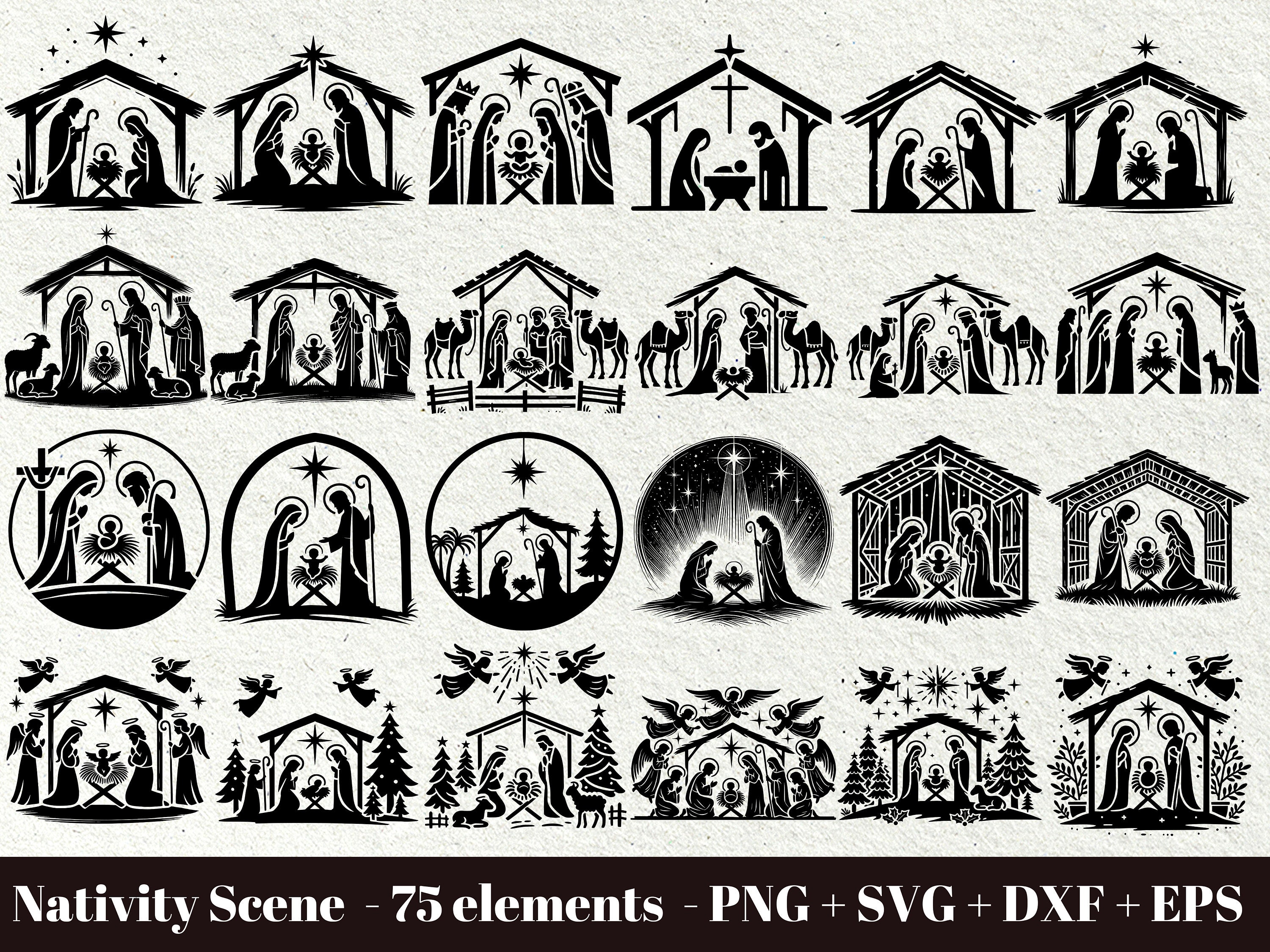 Nativity Scene Svg Laser / Nativity Laser Svg / Manger Scene PNG ...