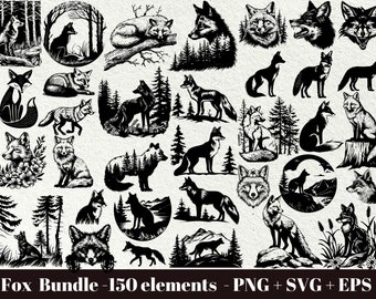 Fox Svg Bundle, Fox Clipart for Cricut, Woodland Fox Silhouette, Fox ...