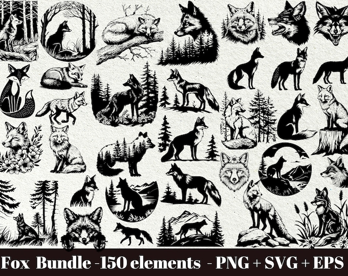 Fox Svg Bundle, Fox Clipart for Cricut, Woodland Fox Silhouette, Fox ...
