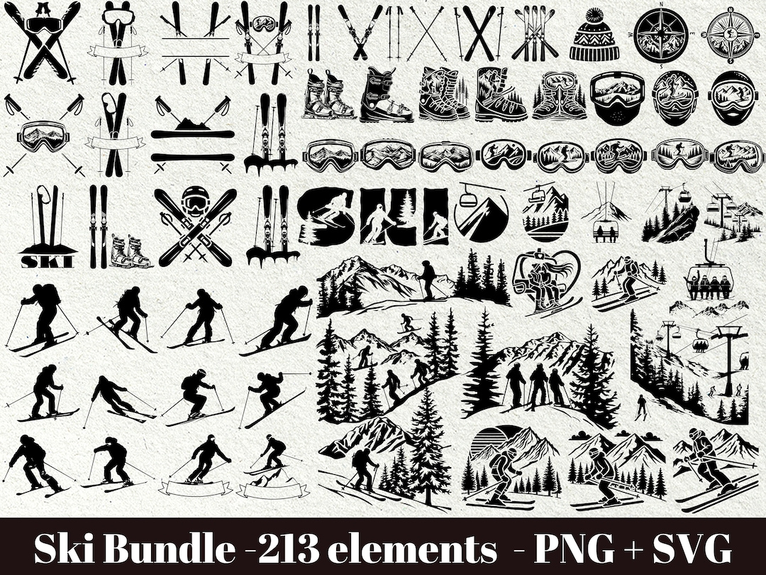 Skiing Svg Bundle / Winter Sport Svg / Ski Goggles Svg / Ski Boots Svg ...