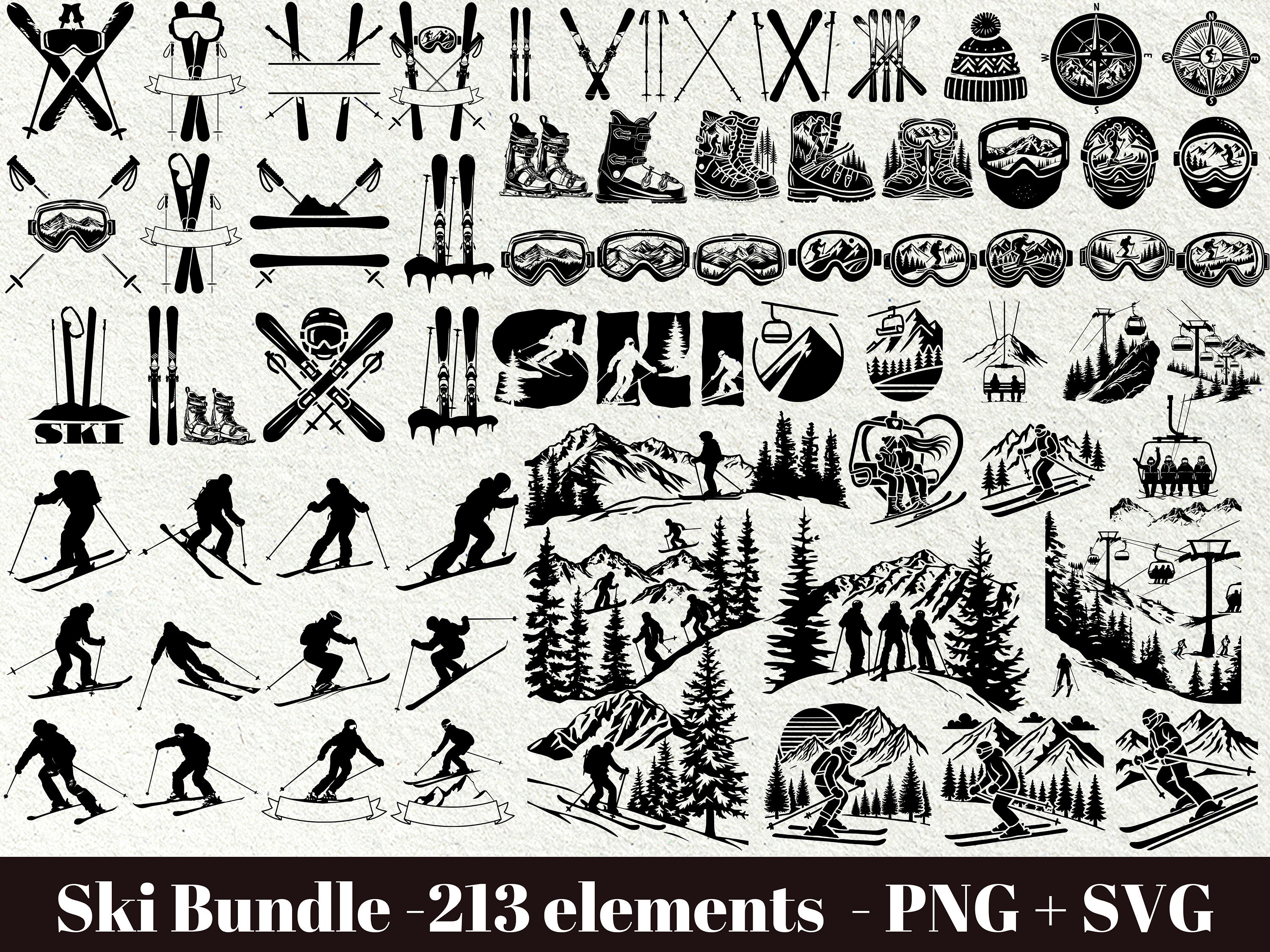 Skiing Svg Bundle / Winter Sport Svg / Ski Goggles Svg / Ski Boots Svg ...