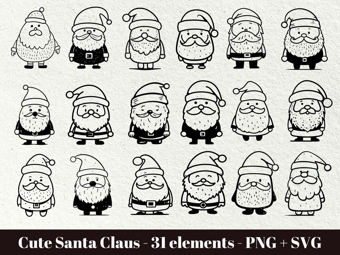 Cute Santa Claus Clipart / Cartoon Santa Claus Svg / Christmas Clipart ...