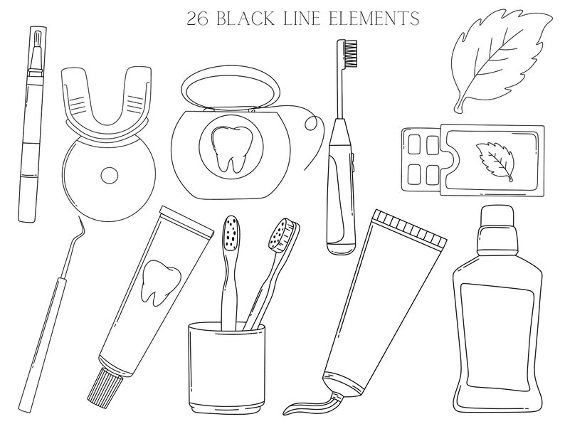 Dental Clipart / Dental Care Clipart / Dentist Line Art / Dentist Svg ...