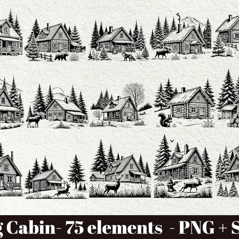Log Cabin With Snow Svg - Etsy UK