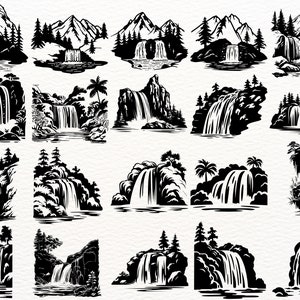 Waterfall Svg / Mountain Waterfall SVG / Landscape Svg Wood / Nature ...