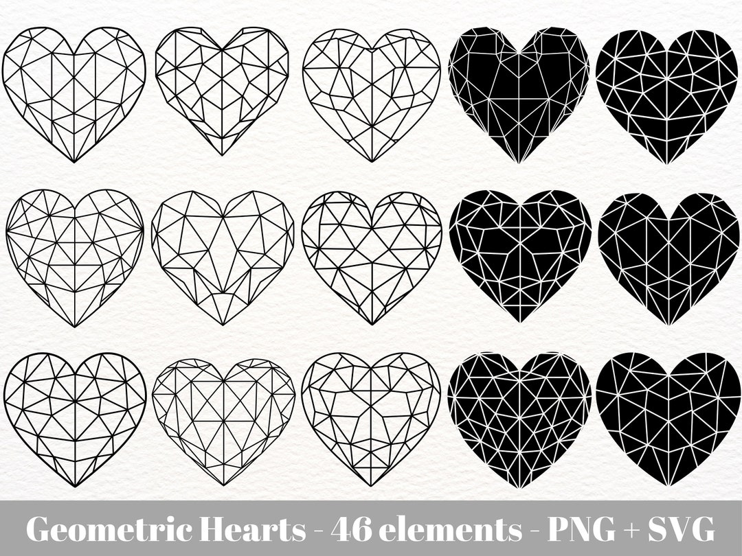 Geometric Heart Svg / Hexagonal Heart Svg / Laser Cut Svg / Instant ...