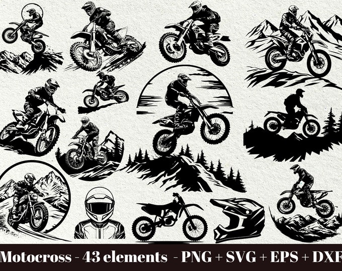 Motocross Rider Svg, Motorcycle Svg, Dirtbike Svg Silhouette, Motocross ...