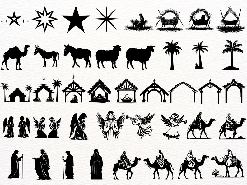 Nativity Scene Svg Laser / Nativity Silhouette Svg / Manger Scene PNG ...