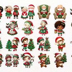 Cute Christmas Watercolor Clipart Bundle / Cute Santa Claus Clipart ...