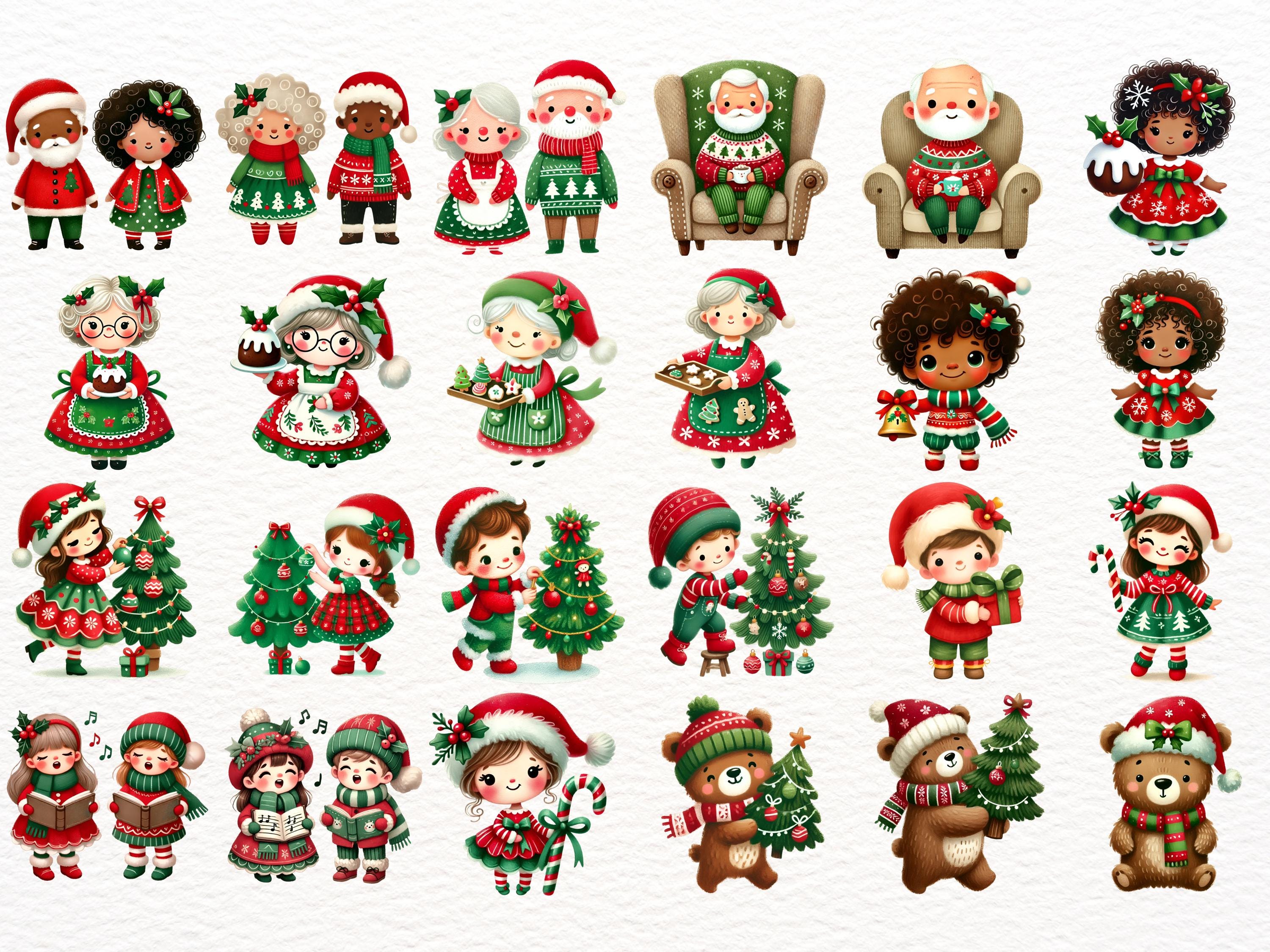 Cute Christmas Watercolor Clipart Bundle / Cute Santa Claus Clipart ...