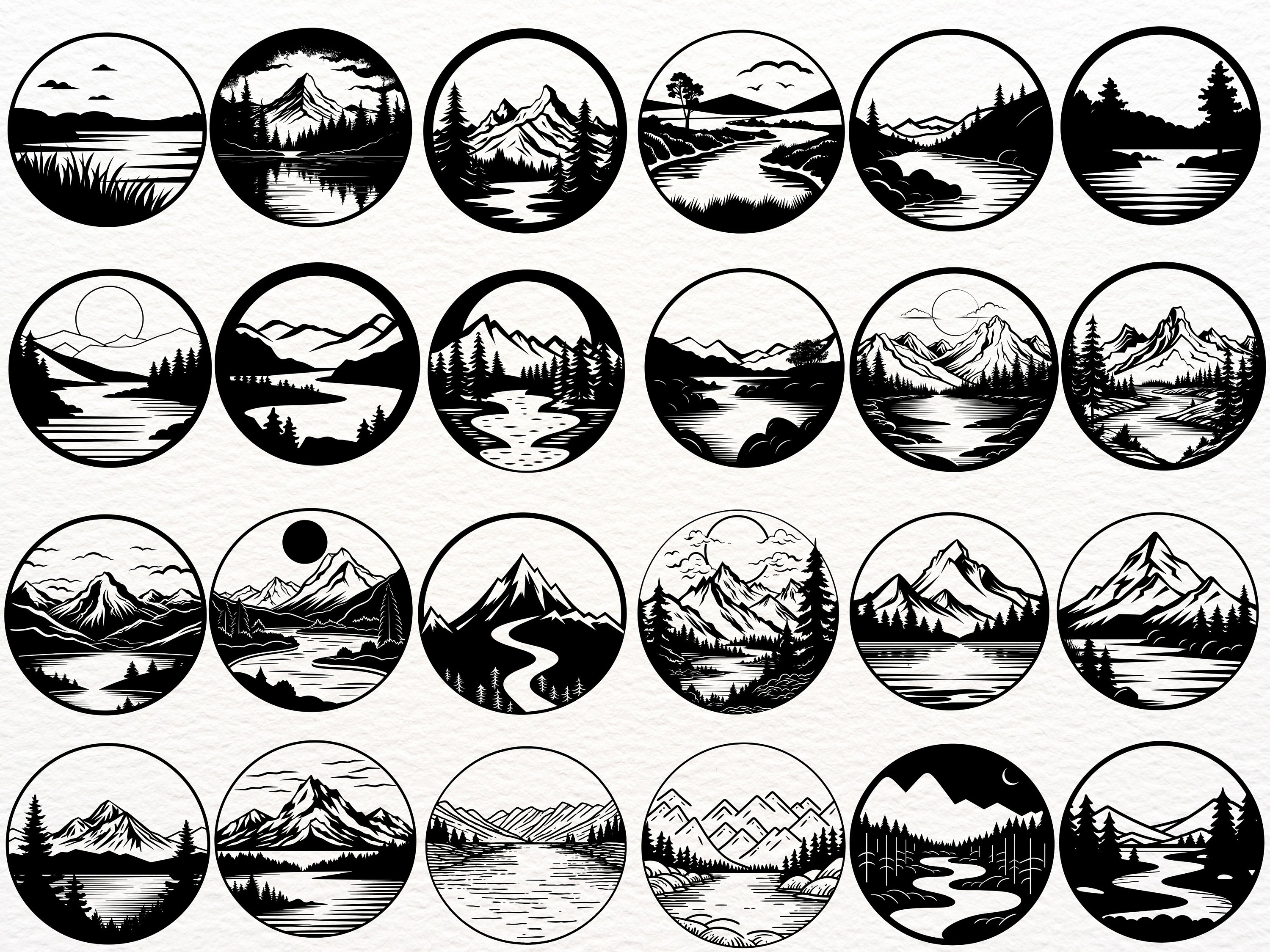 River Scene Svg / Landscape Svg Wood / River Svg File / Mountain and ...