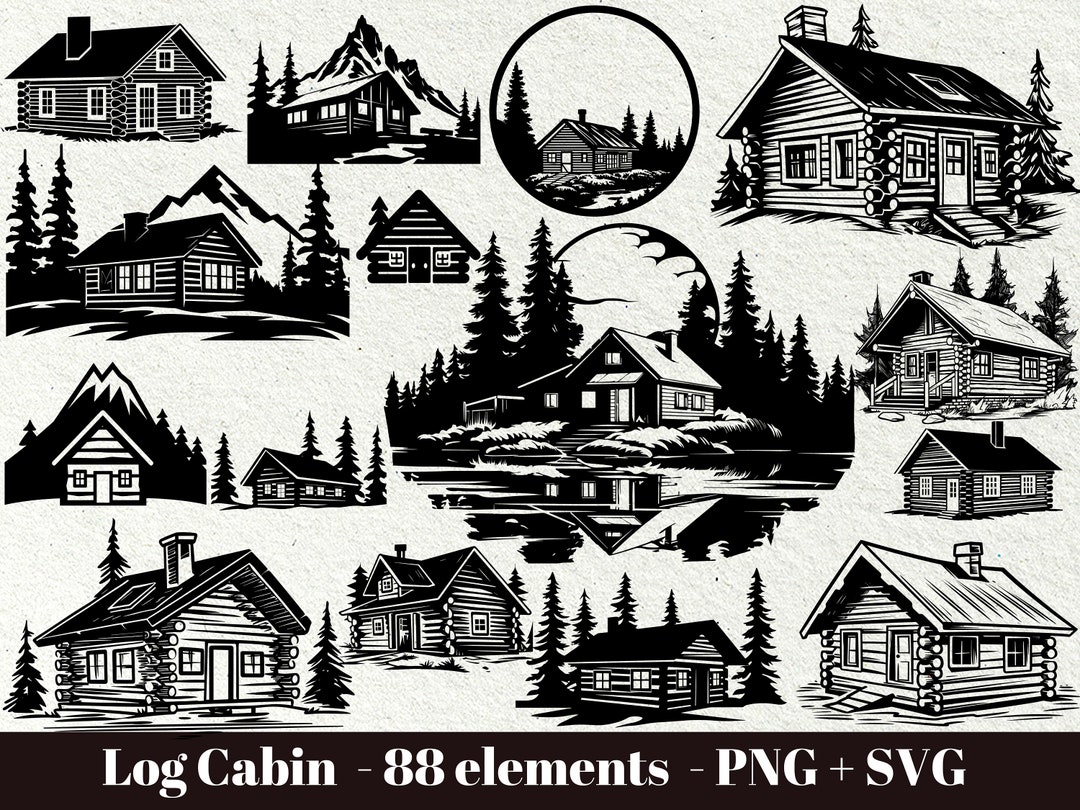 Log Cabin Svg / Mountain House Svg / House in the Woods Svg / Rustic ...