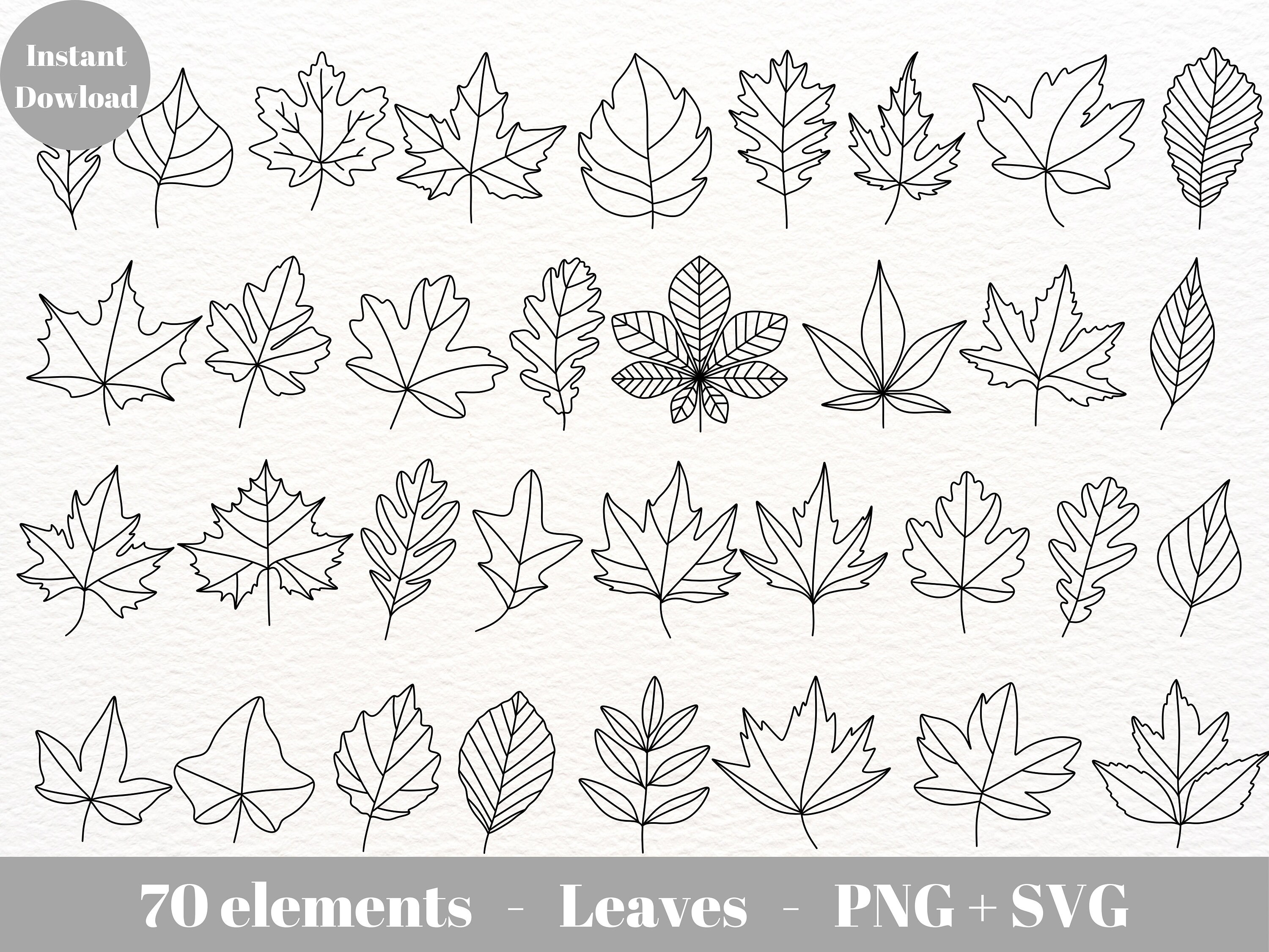 Leaf Svg Outline / Leaves Clipart / SVG Files for Cricut / - Etsy UK