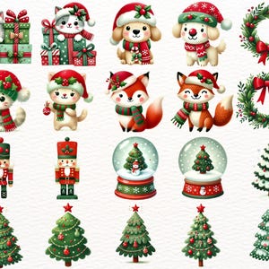 Cute Christmas Watercolor Clipart Bundle / Cute Santa Claus Clipart ...