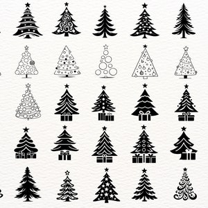130 Christmas Tree Svg Bundle / Christmas Tree Clipart Black and White ...