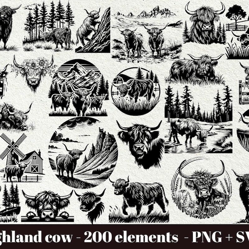 Highland Cow Svg - Etsy