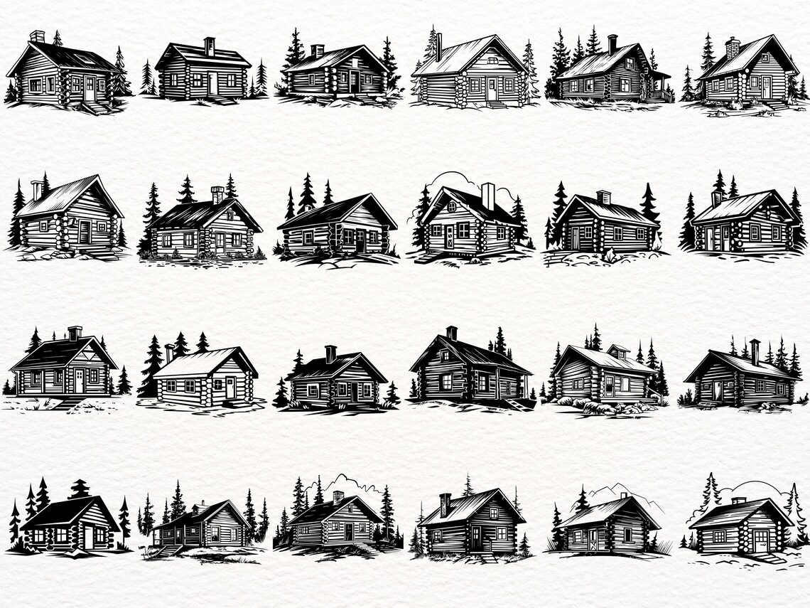 Log Cabin Svg / Mountain House Svg / House in the Woods Svg / Rustic ...