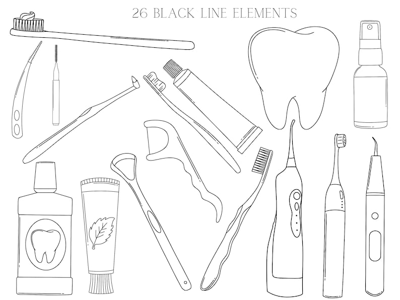 Dental Clipart / Dental Care Clipart / Dentist Line Art / Dentist Svg ...