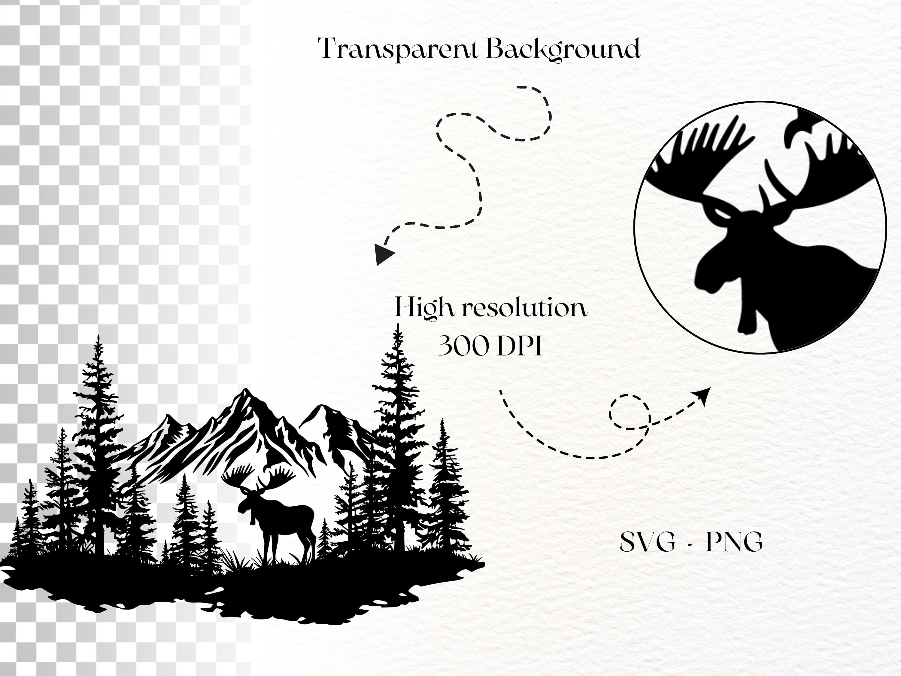 Moose in the Woods Svg / Moose Scene Svg / Woodland Scene SVG / Forest ...