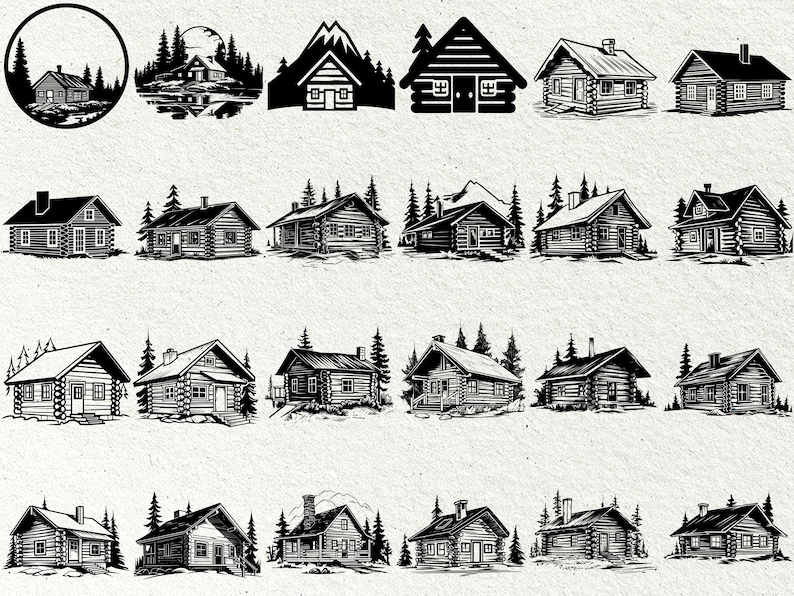 Log Cabin Svg / Mountain House Svg / House in the Woods Svg / Rustic ...