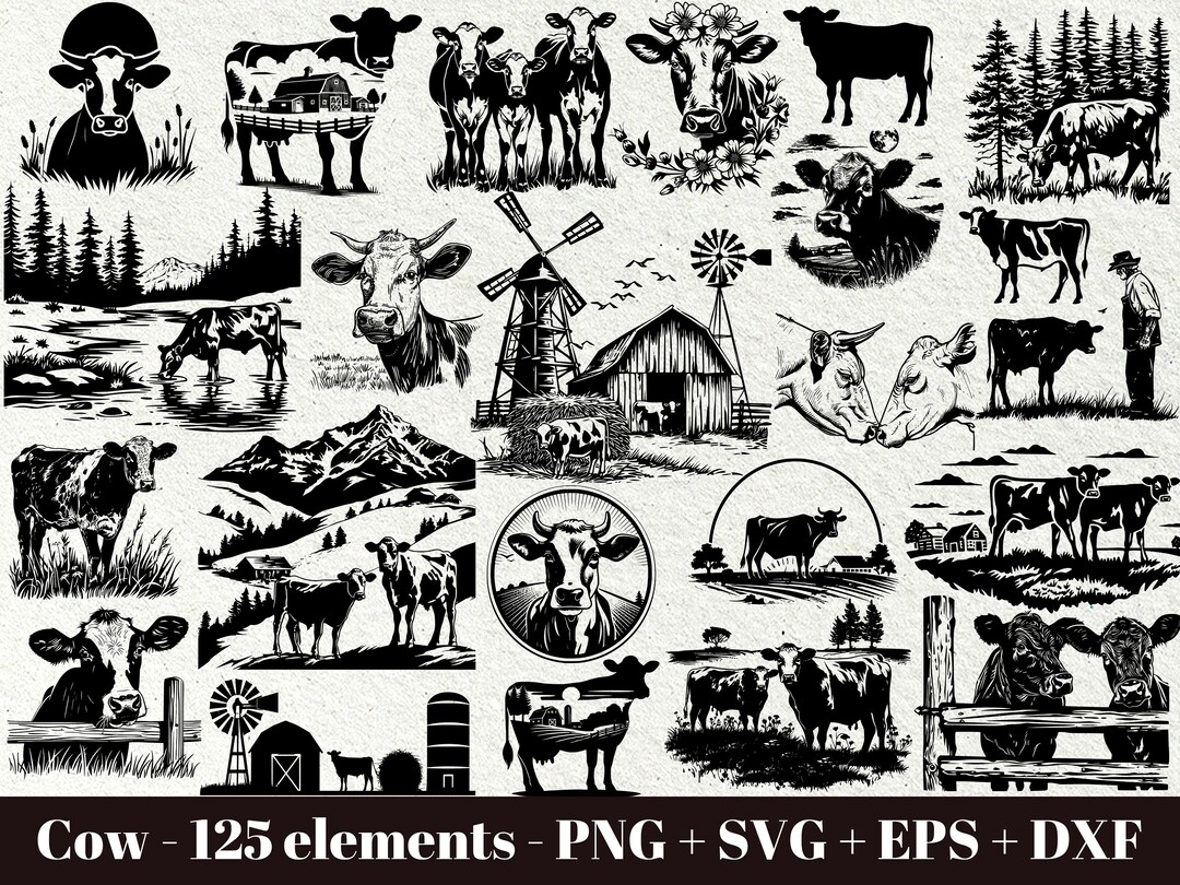 Cow Svg Bundle / Cow Head Svg / Farm Animal Svg for Cricut / Cow Farm ...