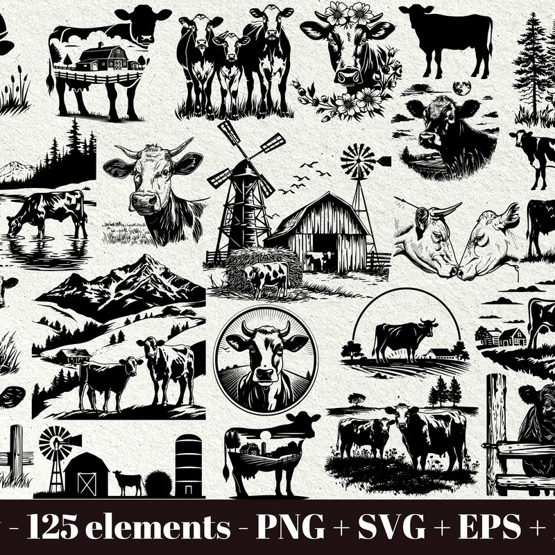 Windmill With Cow Svg - Etsy
