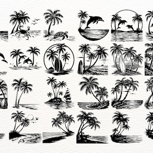Beach Scene Svg Bundle / Sunset Beach Svg / Sunset Landscape / Nature Scene / Tropical Svg Files ...