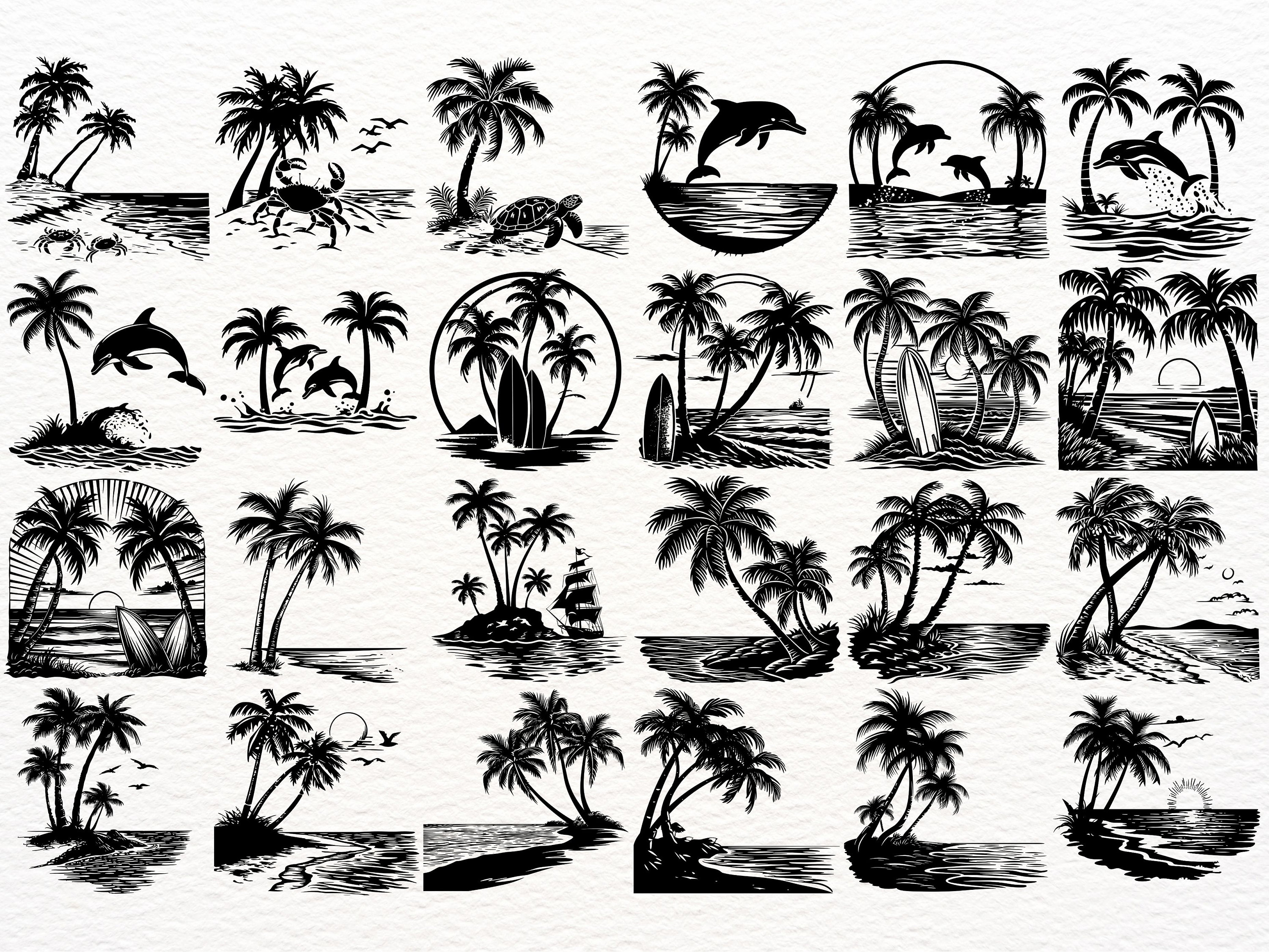 Beach Scene Svg Bundle / Sunset Beach Svg / Sunset Landscape / Nature ...