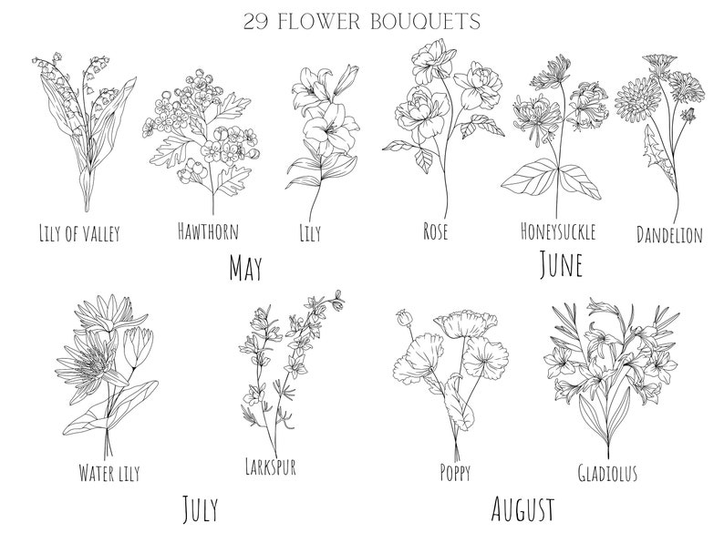 Fleur de mois de naissance SVG Tatouage Naissance Fleurs - Etsy France