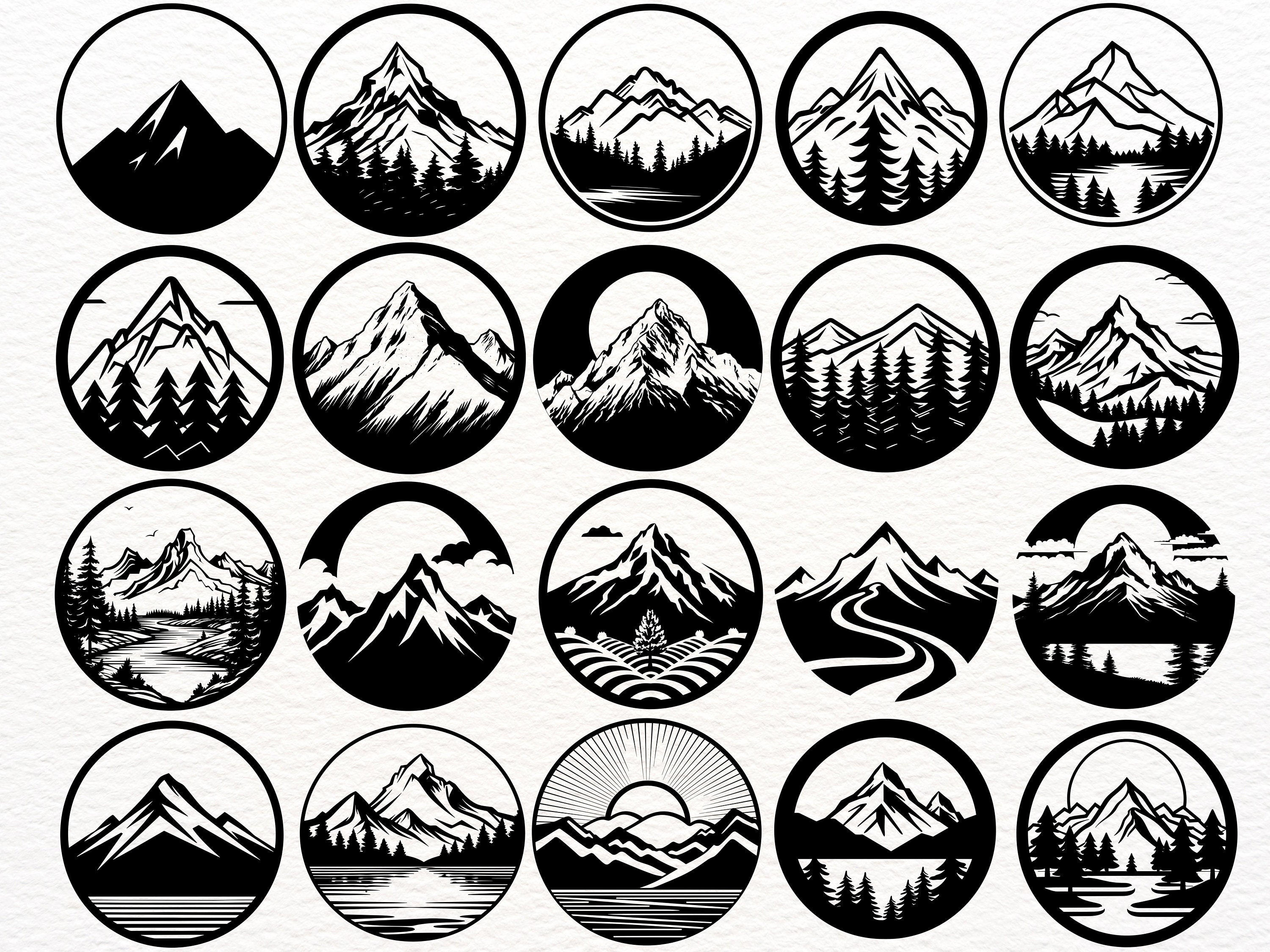 Mountains Svg File / Mountain Range Svg / Mountain and River Svg ...