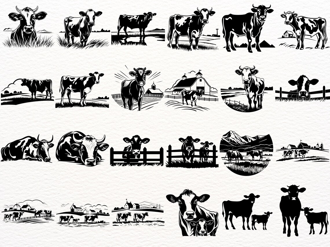 Cow Svg Bundle / Cow Head Svg / Farm Animal Svg for Cricut / Cow Farm ...