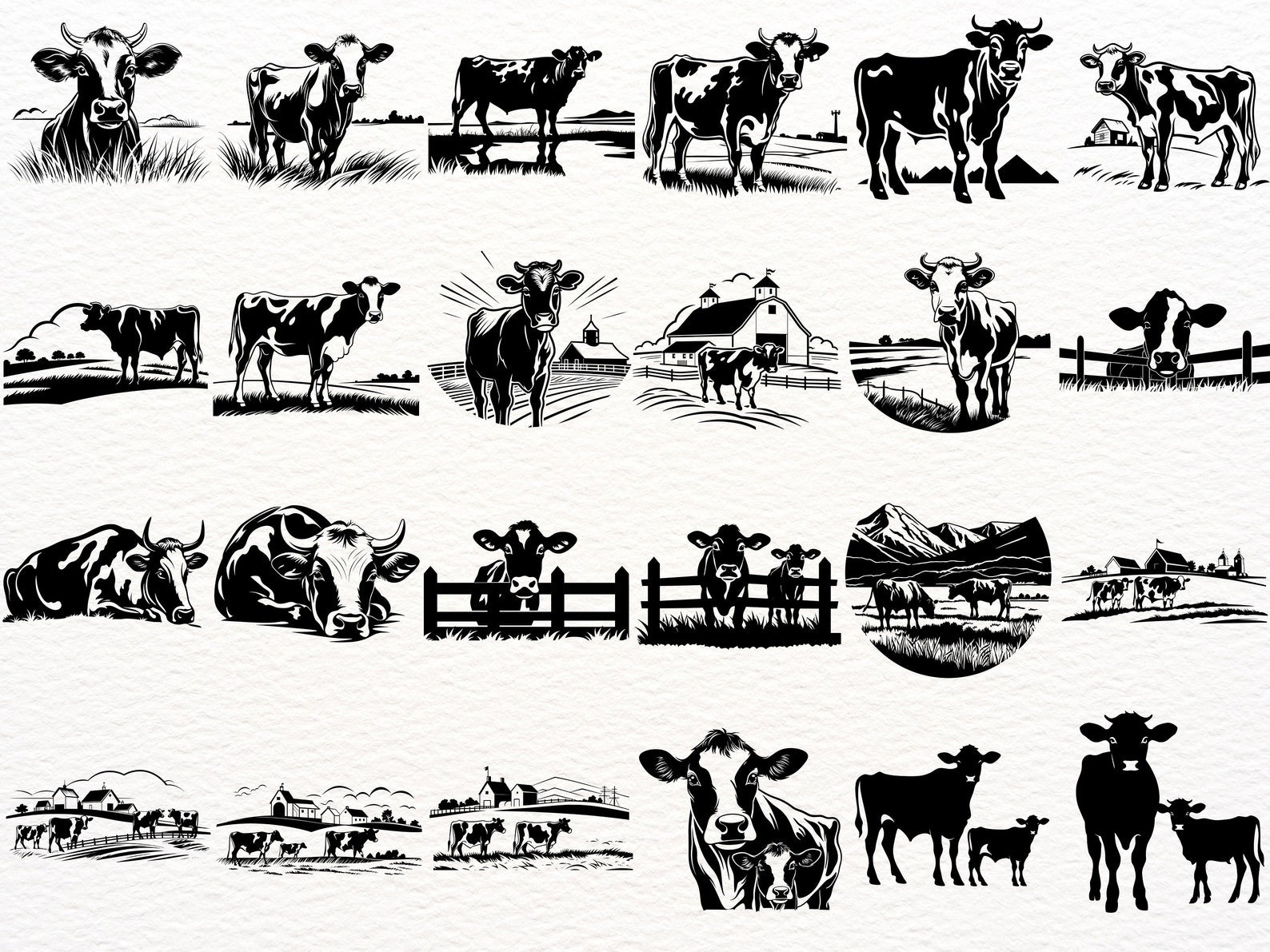 Cow Svg Bundle / Cow Head Svg / Farm Animal Svg for Cricut / Cow Farm ...