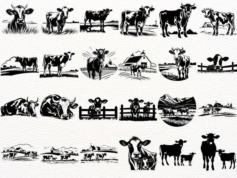 Cow Svg Bundle / Cow Head Svg / Farm Animal Svg for Cricut / Cow Farm ...