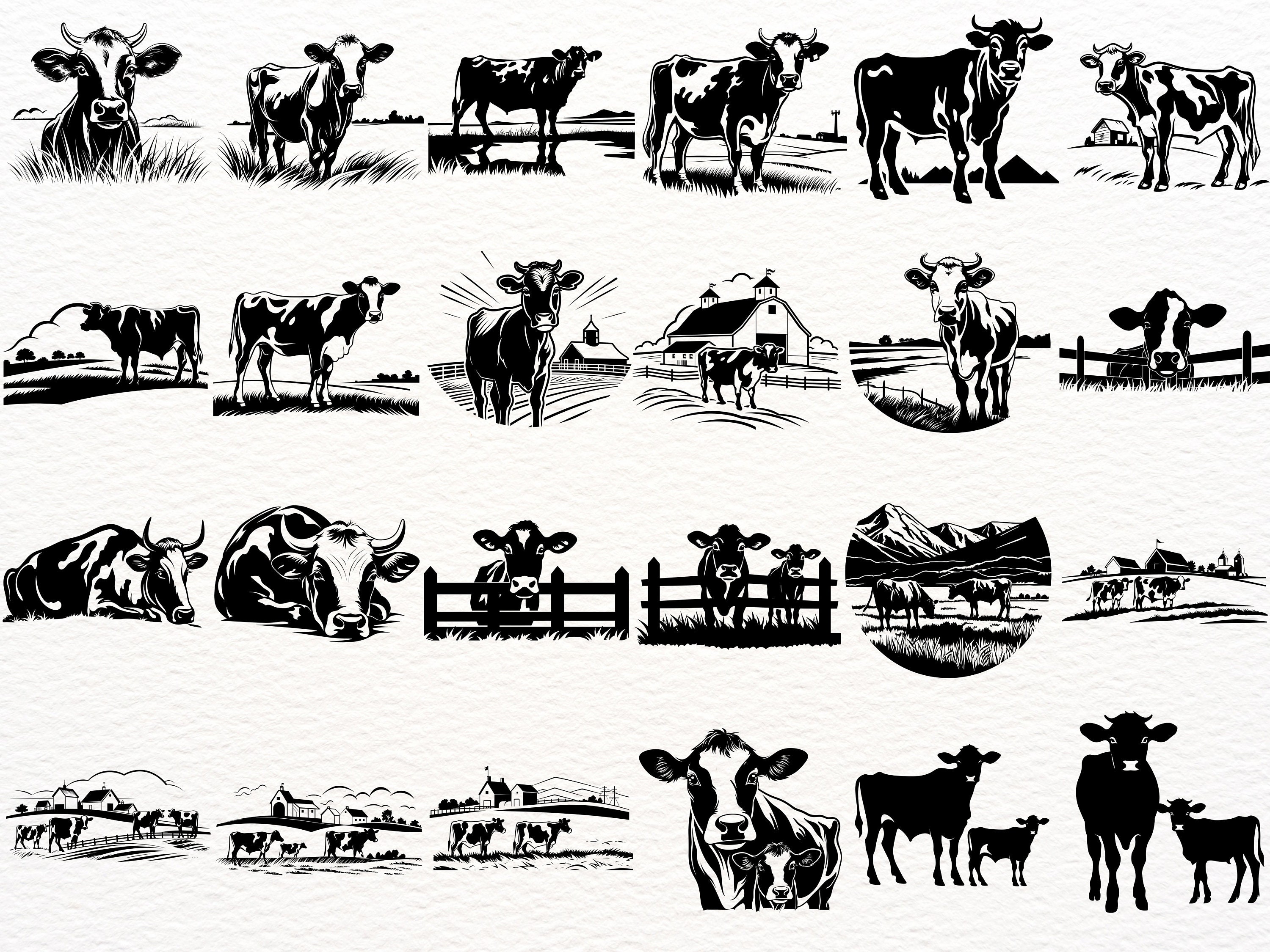 Cow Svg Bundle / Cow Head Svg / Farm Animal Svg for Cricut / Cow Farm ...