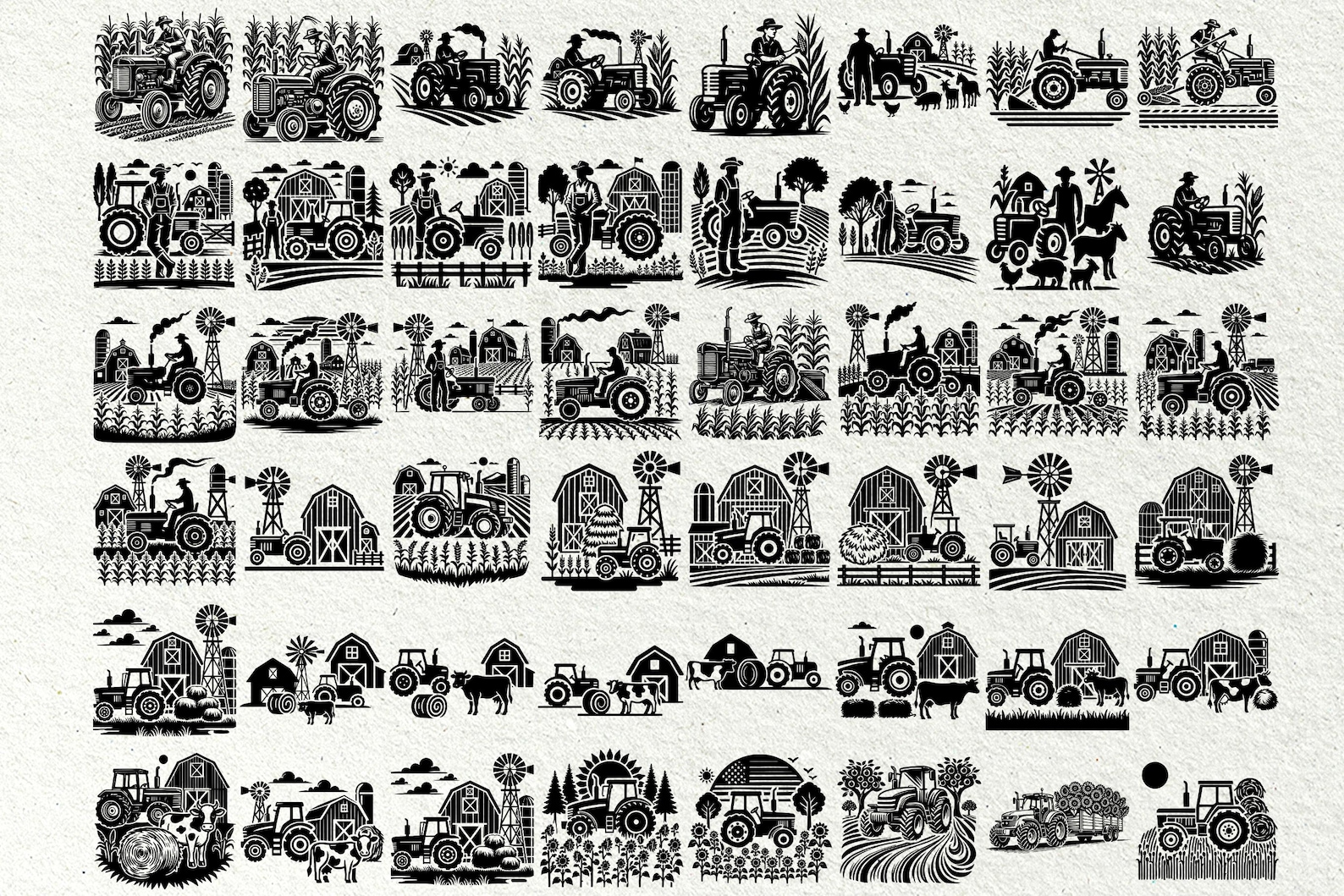 Tractor SVG Bundle / Farm Tractor Silhouette for Cricut / Barn and ...