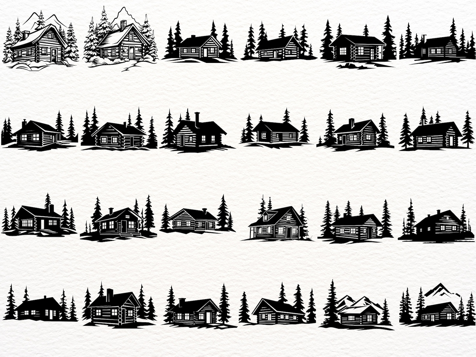 Log Cabin Svg / Mountain House Svg / House in the Woods Svg / Rustic ...