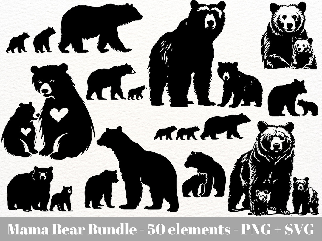 Bear Family Svg / Mama Bear Svg Bundle / Mama Bear and Cubs Svg / Mama ...