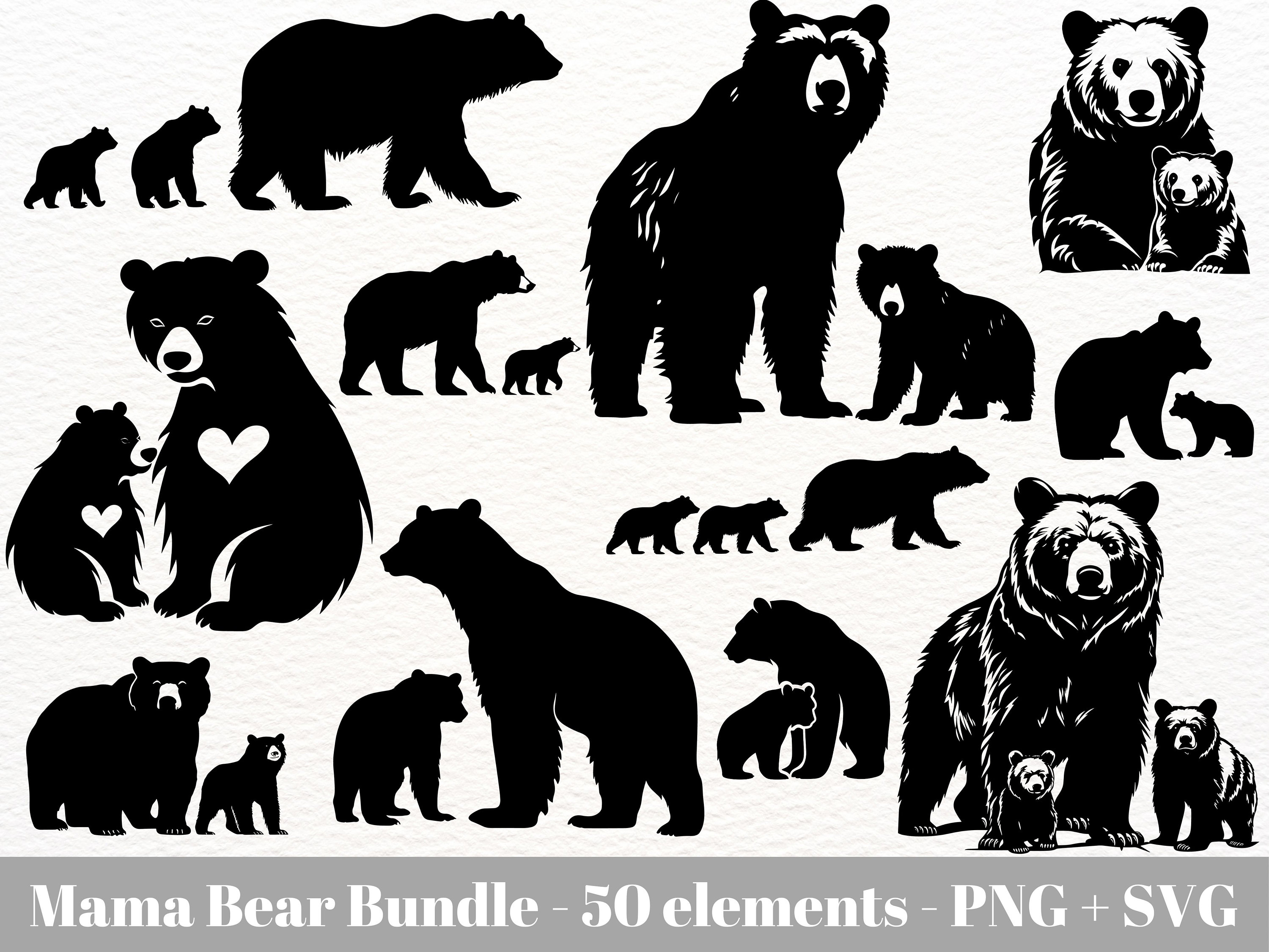 Bear Family Svg / Mama Bear Svg Bundle / Mama Bear and Cubs Svg / Mama ...