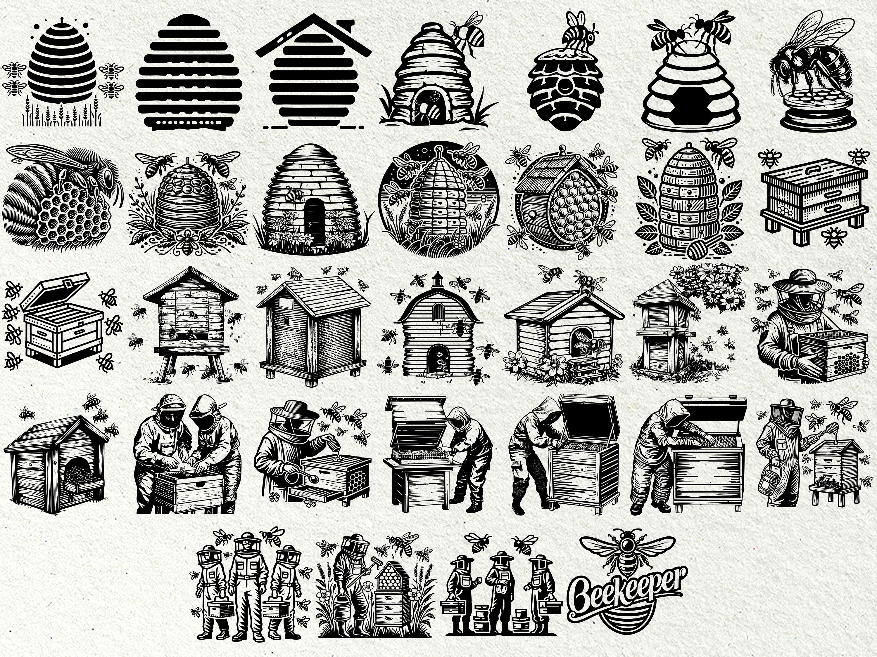Bee Svg Bundle / Bee and Flower Svg / Honey Bee Black and White ...