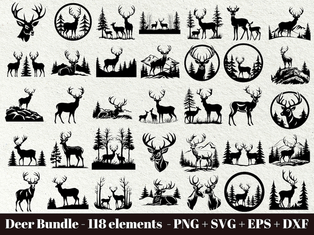 Deer in the Forest Svg / Deer Svg Bundle / Deer Head Vector Svg Png ...