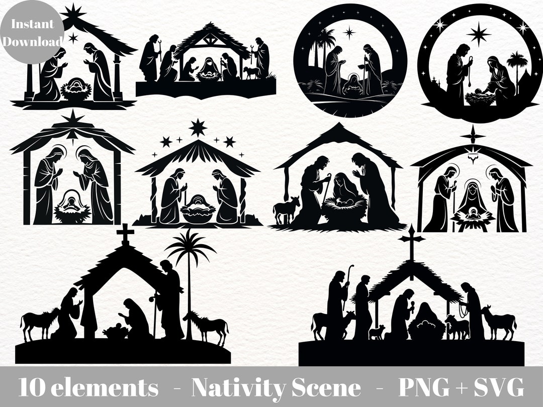 Nativity Silhouette SVG / Nativity Scene Svg for Laser / Nativity Scene ...
