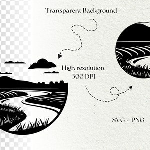 River Scene Svg / Landscape Svg Wood / River Svg File / Mountain and ...