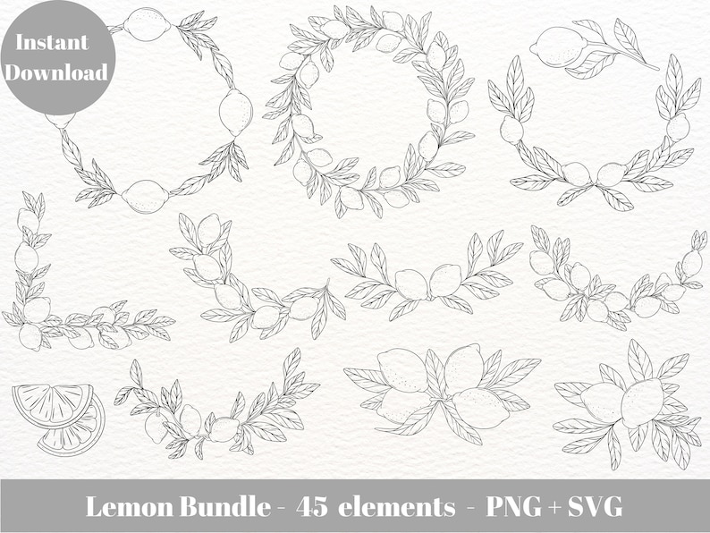 Zitrone Umriss / Zitrone SVG / Zitrone SVG Cricut / Zitronen Zweig ...