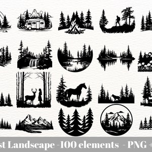 Landscape Svg Wood / Forest Scene Svg / Forest Silhouette Svg / Instant ...
