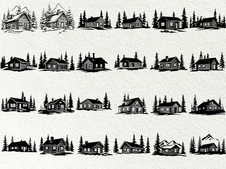 Log Cabin Svg / Mountain House Svg / House in the Woods Svg / Rustic ...