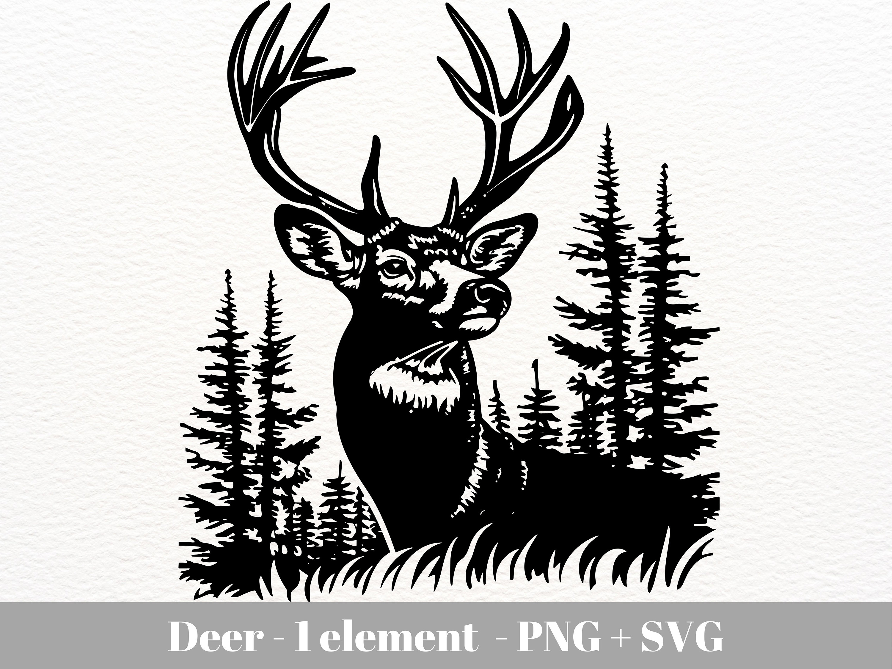 Deer and Tree Svg / Deer Head Vector Svg Png File / Deer and Tree Svg ...