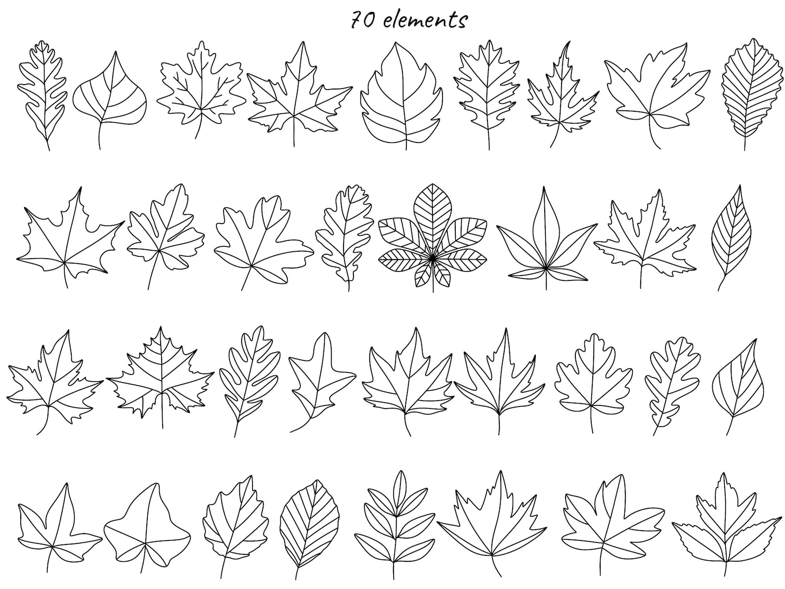 Leaf Svg Outline / Leaves Clipart / SVG Files for Cricut / Hand Drawn ...