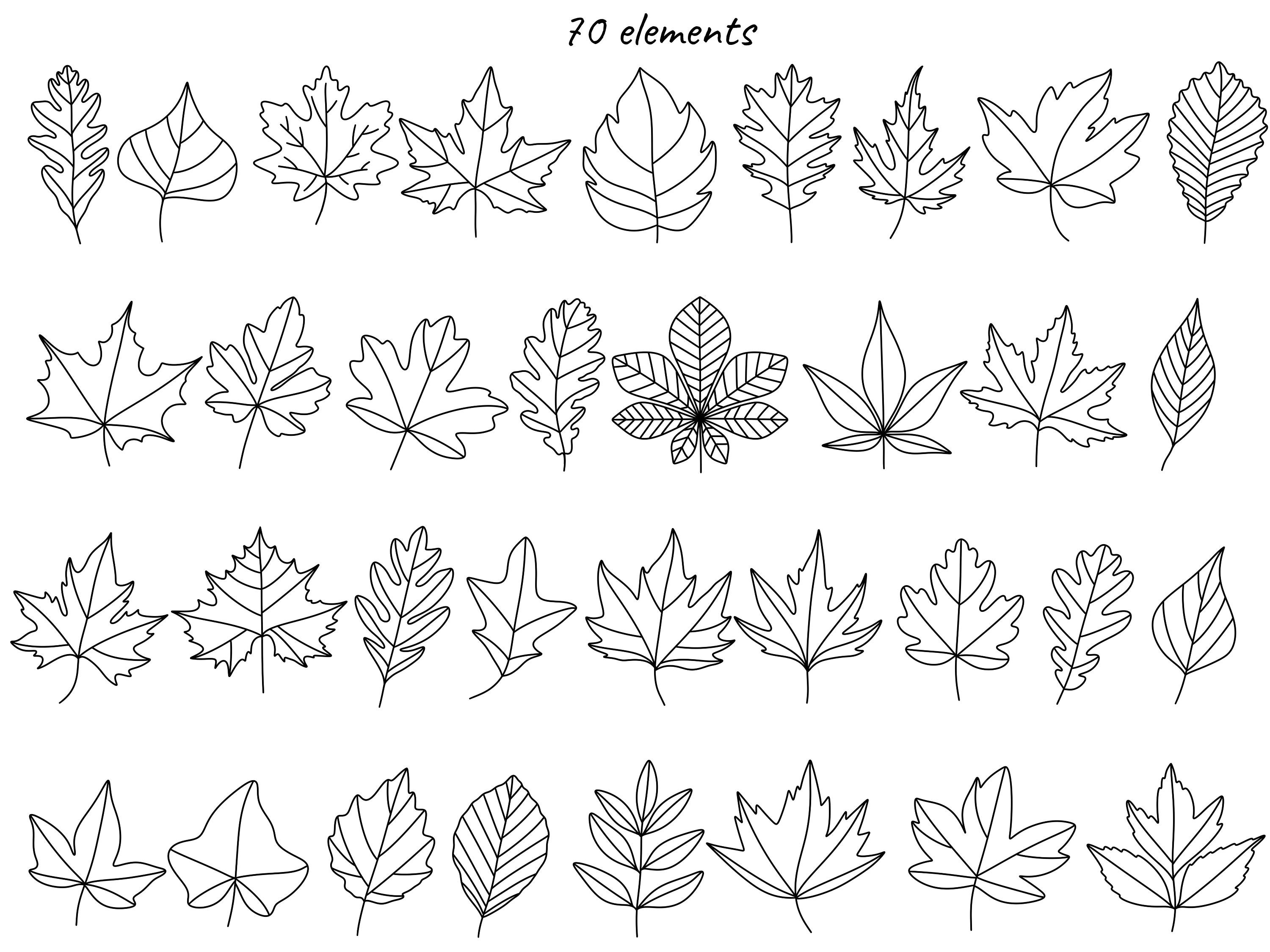 Leaf Svg Outline / Leaves Clipart / SVG Files for Cricut / Hand Drawn ...